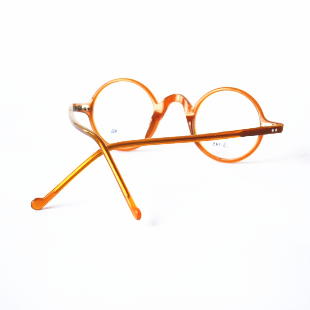 Vintage Small Round Eyeglass Frames 38mm Full Rim Orange Gold Men Wome