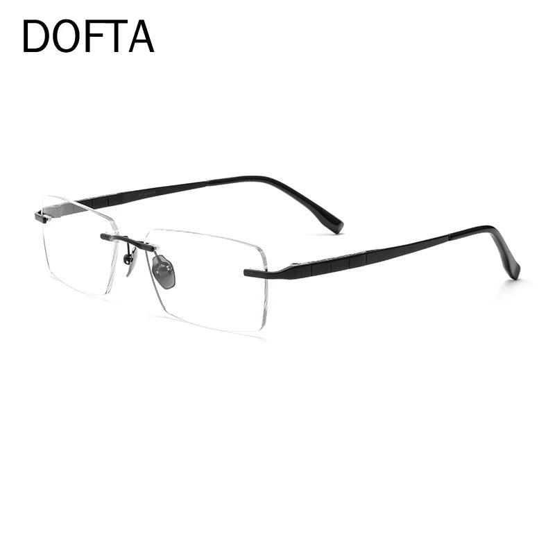 DOFTA Titanium Rimless Glasses Frame Men Square Prescription Frameless ...