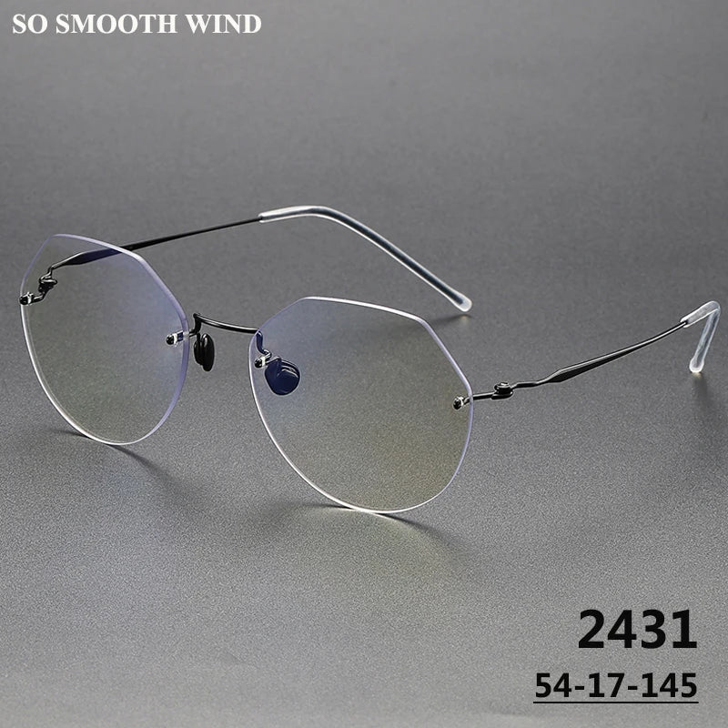 Denmark Brand Pure Titanium Rimless Glasses Frame Screwless Polygon Me ...