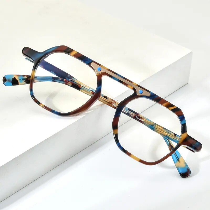 Acetate Glasses Frame Men Vintage Retro Square Eyeglasses Women Optica ...