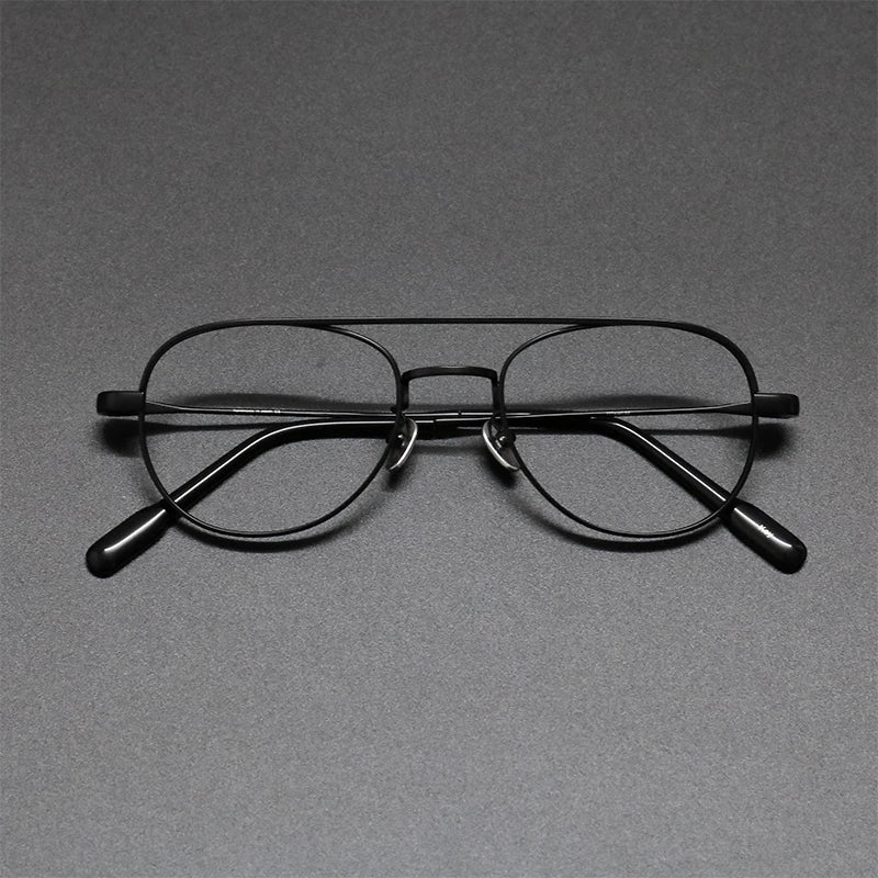 Japanese Design Pilot Titanium Oval Glasses Frame Men Optical Eyeglass ...