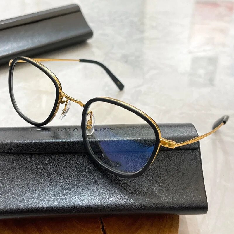 Japanese GMS-824 Pure Titanium Designer Vintage Round Eyeglasses Frame ...