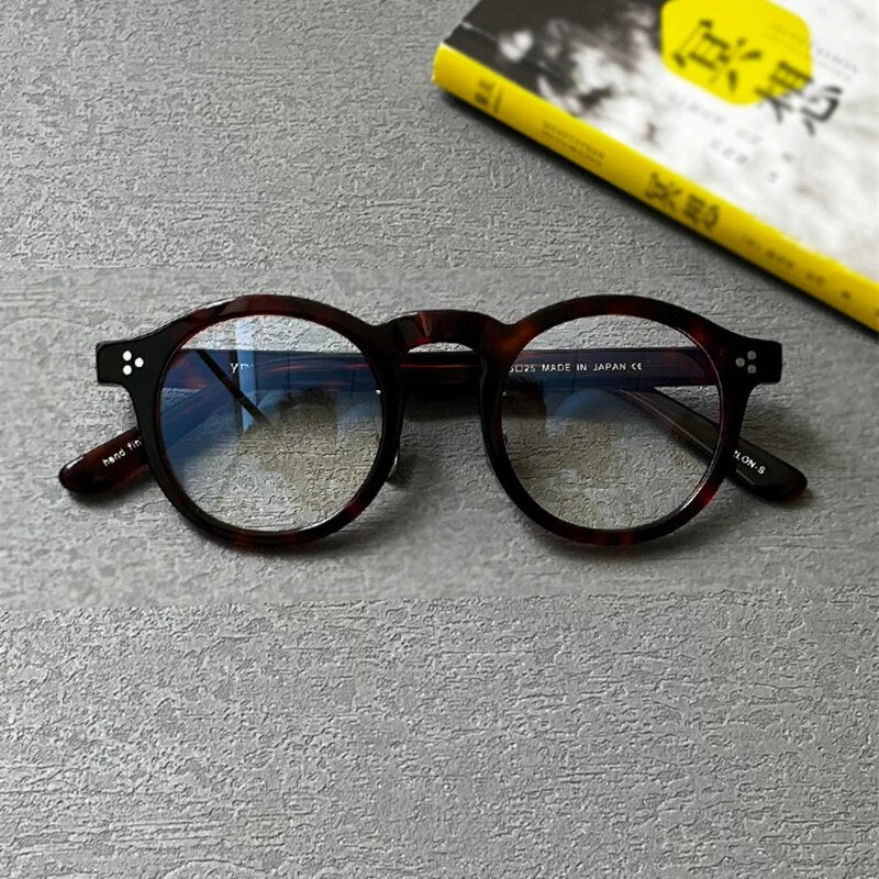 Japanese Handmade Round Prescription Eyeglasses Frame Men Vintage Acet ...