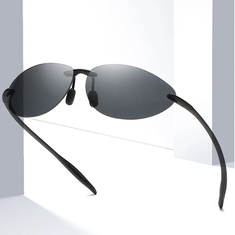 Ultralight Rimless Driving Sports Polarized Sunglasses Men The Matrix Cinily
