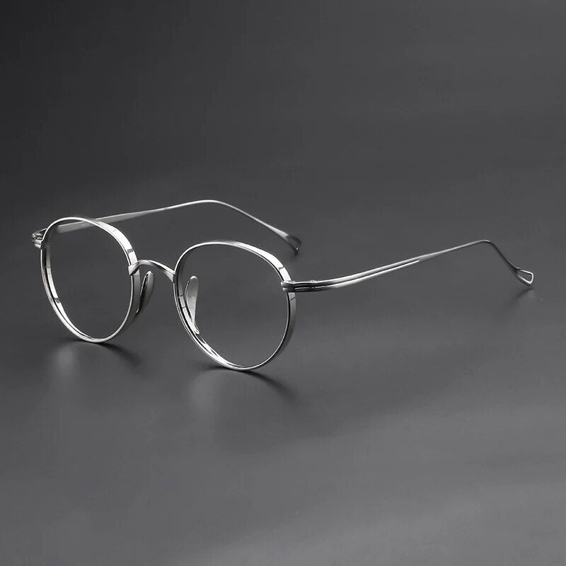 Pure Titanium Glasses Frame Men Retro Round Oval Eyeglasses Woman Eyew ...