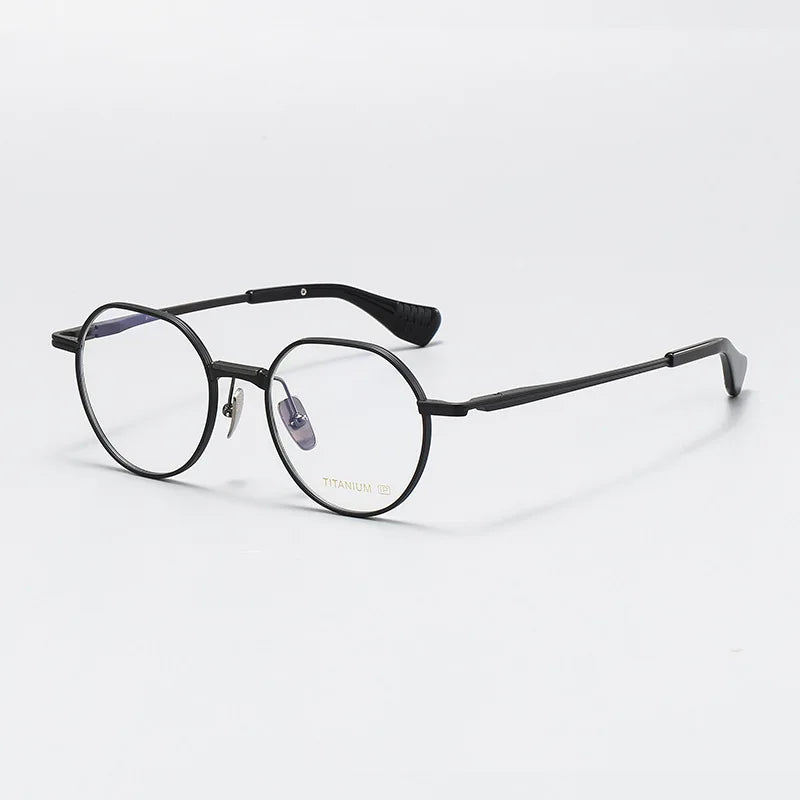 Pure Titanium Retro Round Glasses Frame Men Vintage Optical Prescripti Cinily