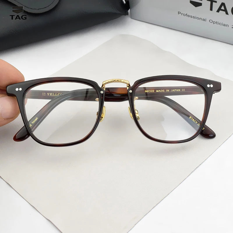 Retro Square glasses frame men Acetate brand eyeglasses Nerd myopia co ...