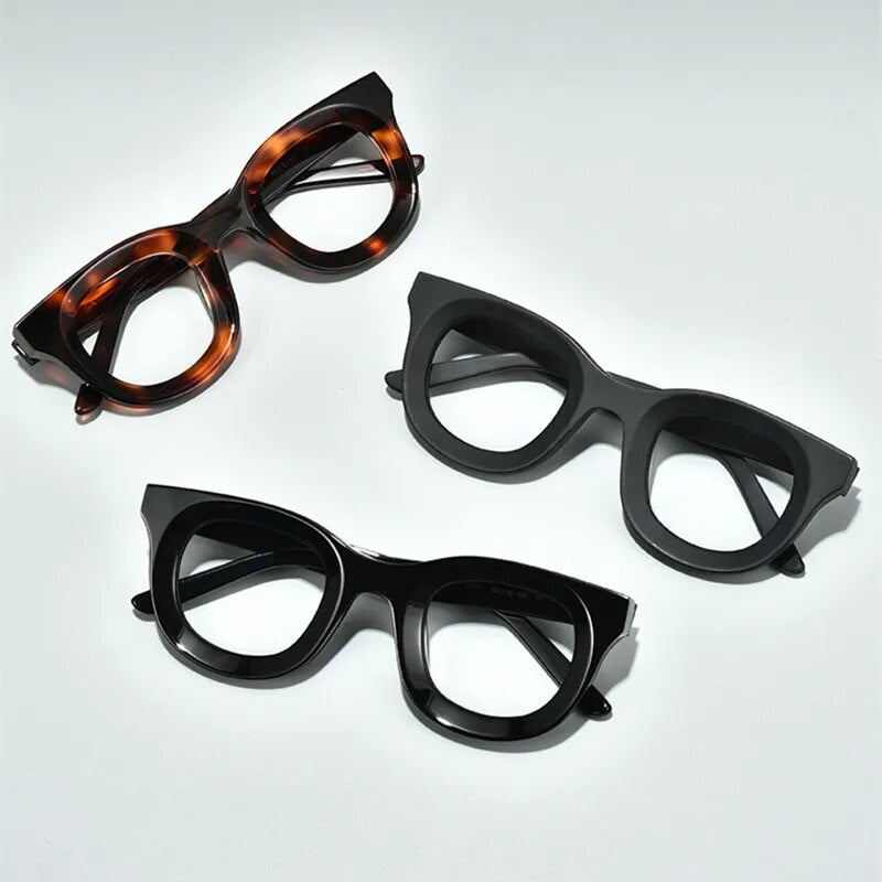 Vintage Matte Thick Acetate Square Glasses Frame Men Women Optical Myo ...