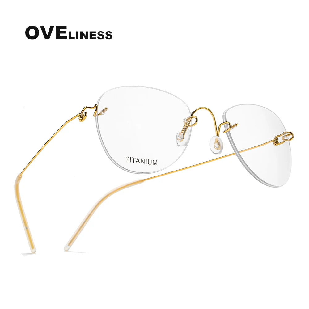 titanium eyeglasses frames rimless eye glasses frame for men women Opt ...