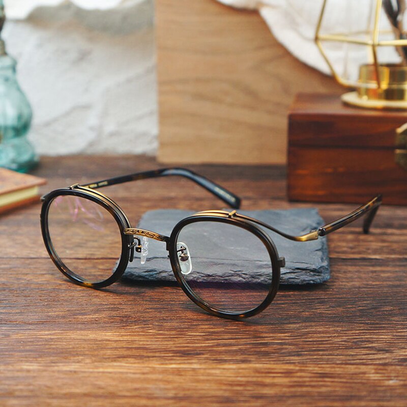 2023 Vintage Round Acetate Glasses Frame Men Women Retro Myopia Prescr ...