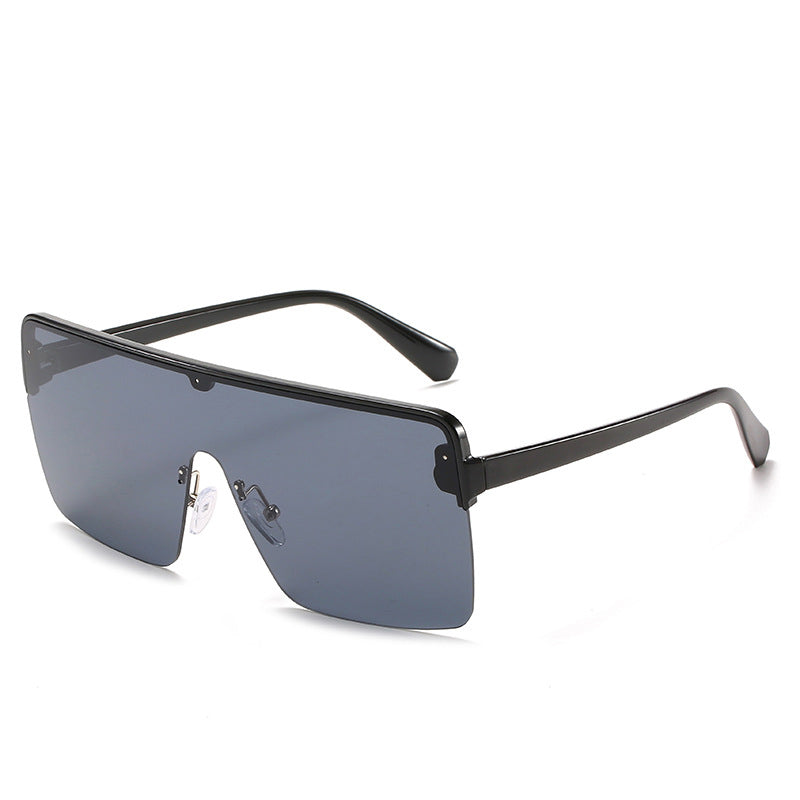 49167 Oversized One Lens Goggle Half Frame Sunglasses Men Women Shades ...