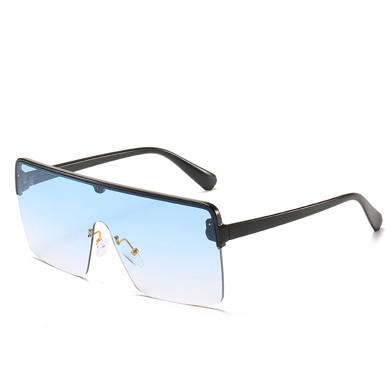 49167 Oversized One Lens Goggle Half Frame Sunglasses Men Women Shades ...