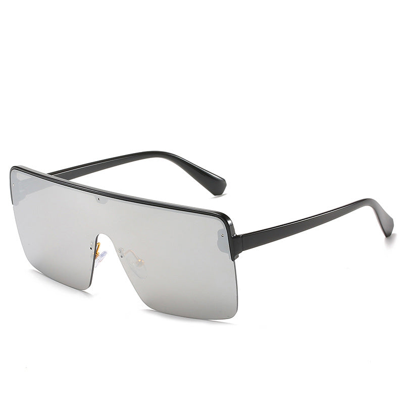 49167 Oversized One Lens Goggle Half Frame Sunglasses Men Women Shades ...