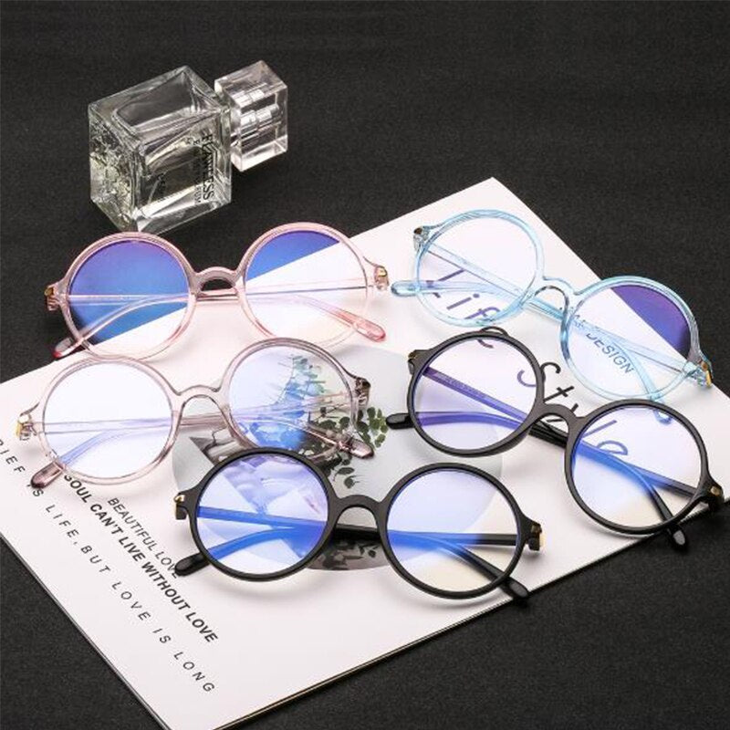 Black Round Clear Blue Light Blocking Glasses Big Spectacle Frames Vin ...