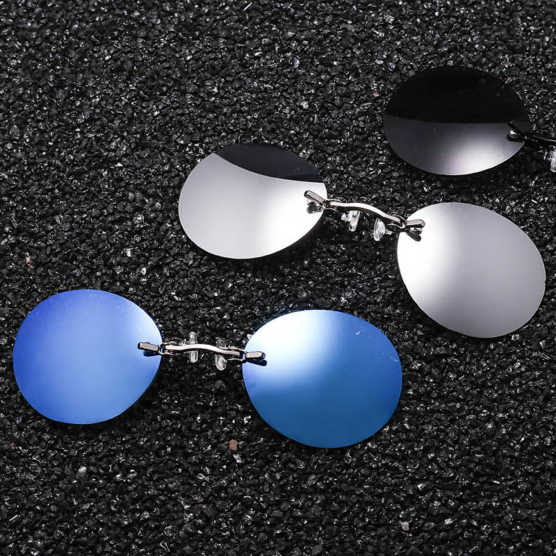 Clip On Nose Glasses Round Rimless Matrix Morpheus Sunglasses Mini Fra ...