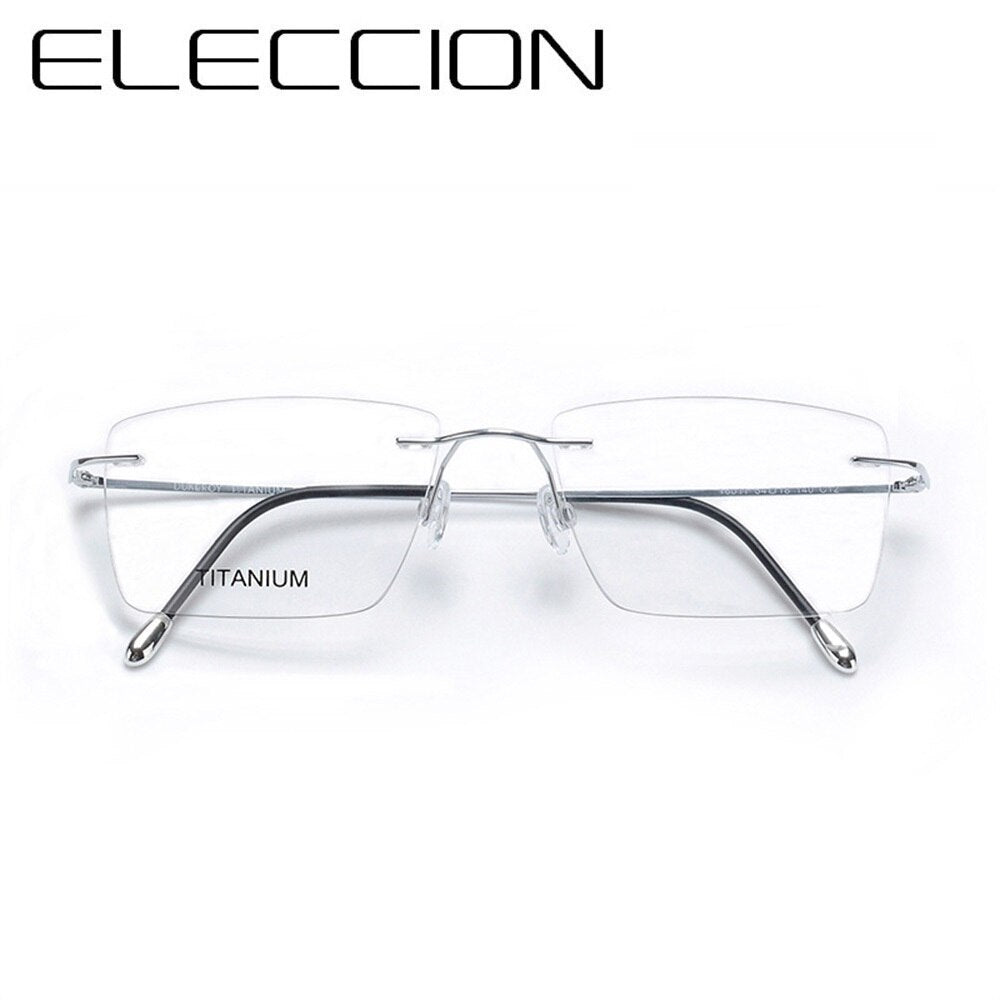 Eleccion Pure Titanium Rimless Glasses Male Myopia Eyeglasses Frames M