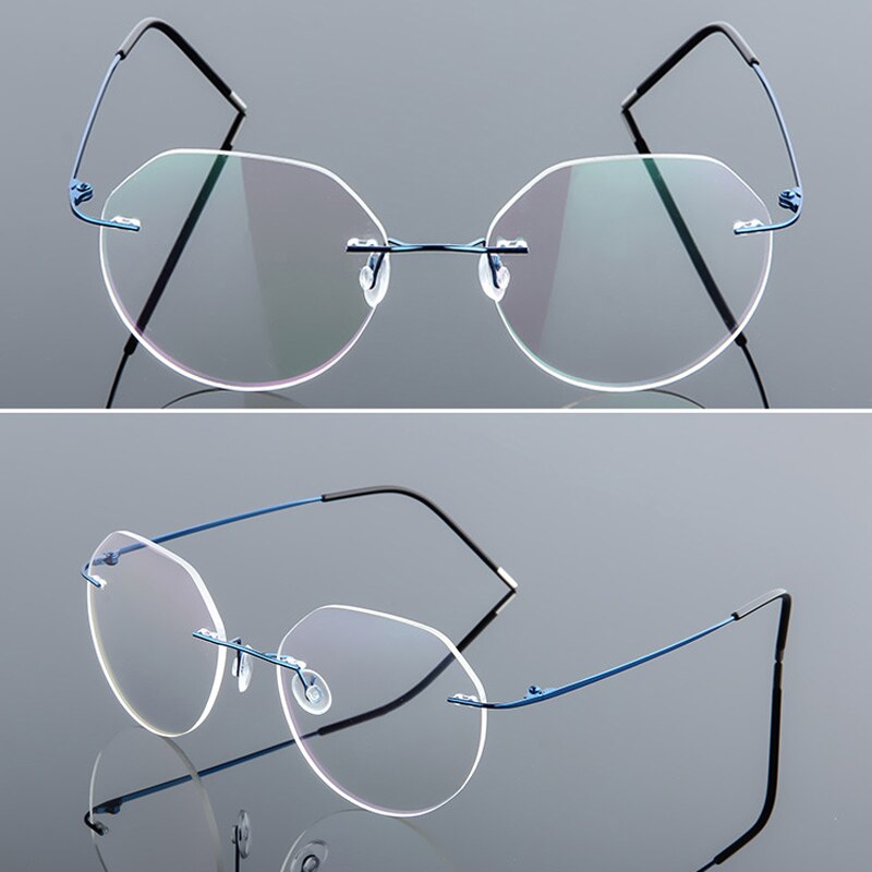 Elbru Ultralight Eyeglasses Frames Memory Titanium Rimless Reading Gla ...