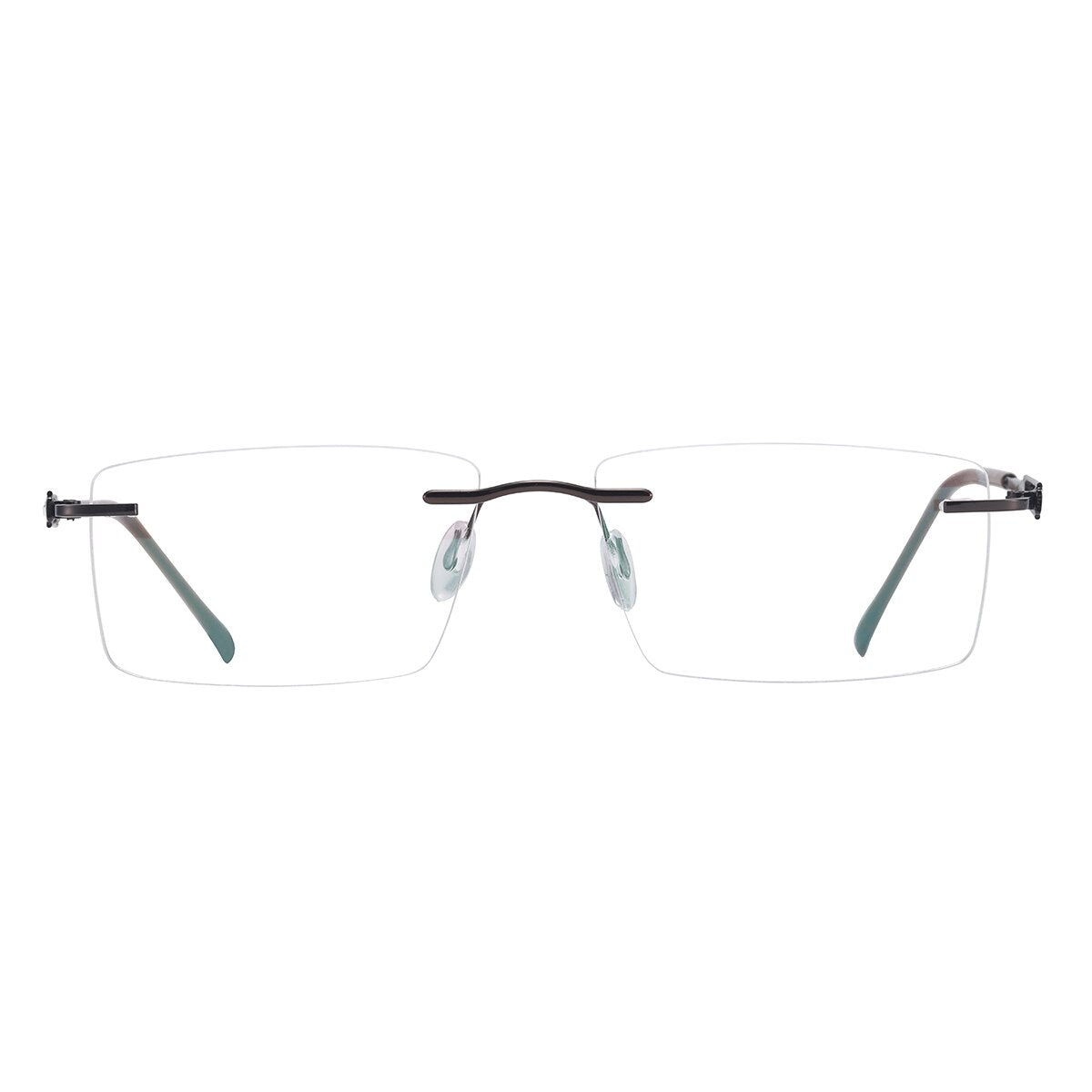 Metal Lightweight Rectangular Rimless Men And Women Optical Spectacles ...