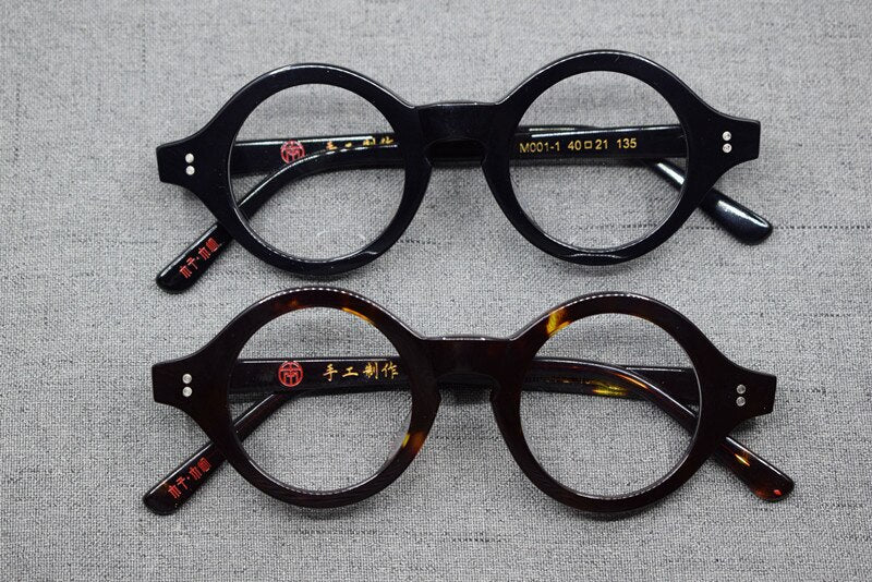 Hand Made Vintage small 38mm Round Eyeglass Frames Acetate unisex Opti ...