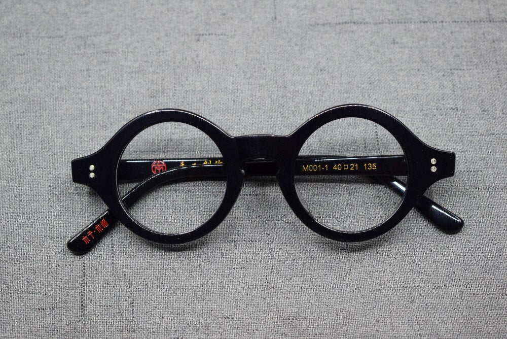 Hand Made Vintage small 38mm Round Eyeglass Frames Acetate unisex Opti ...