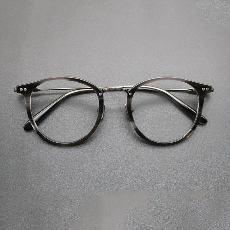 Japanese Handmade Round Optical Glasses Frame Men Acetate Prescription ...