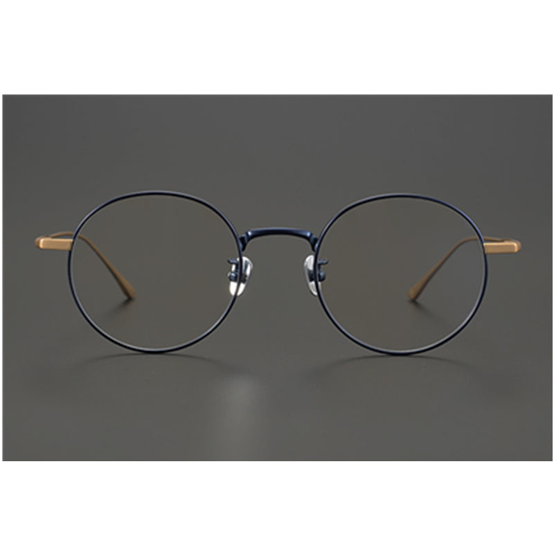 Japanese Titanium Retro Round Eyeglasses Hand-Made Optical Glasses Fra ...