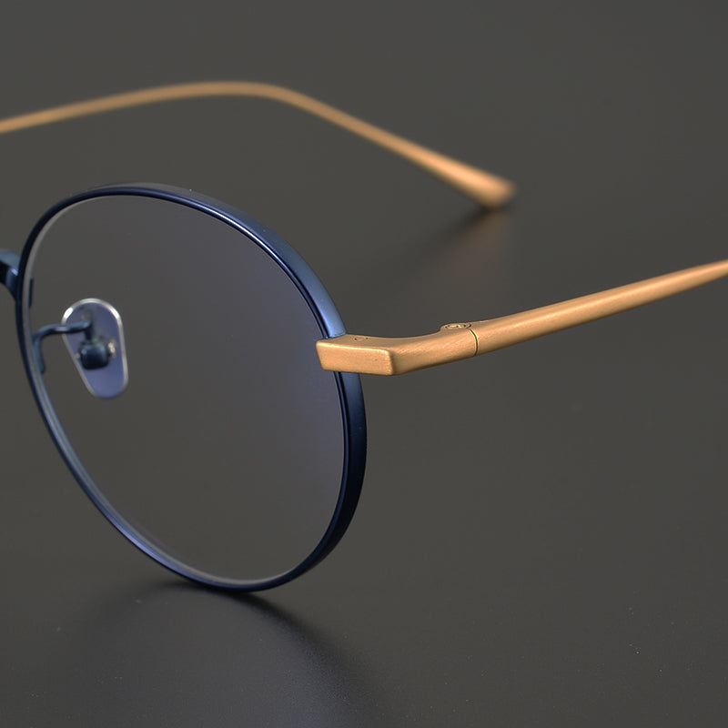 Japanese Titanium Retro Round Eyeglasses Hand-Made Optical Glasses Fra ...