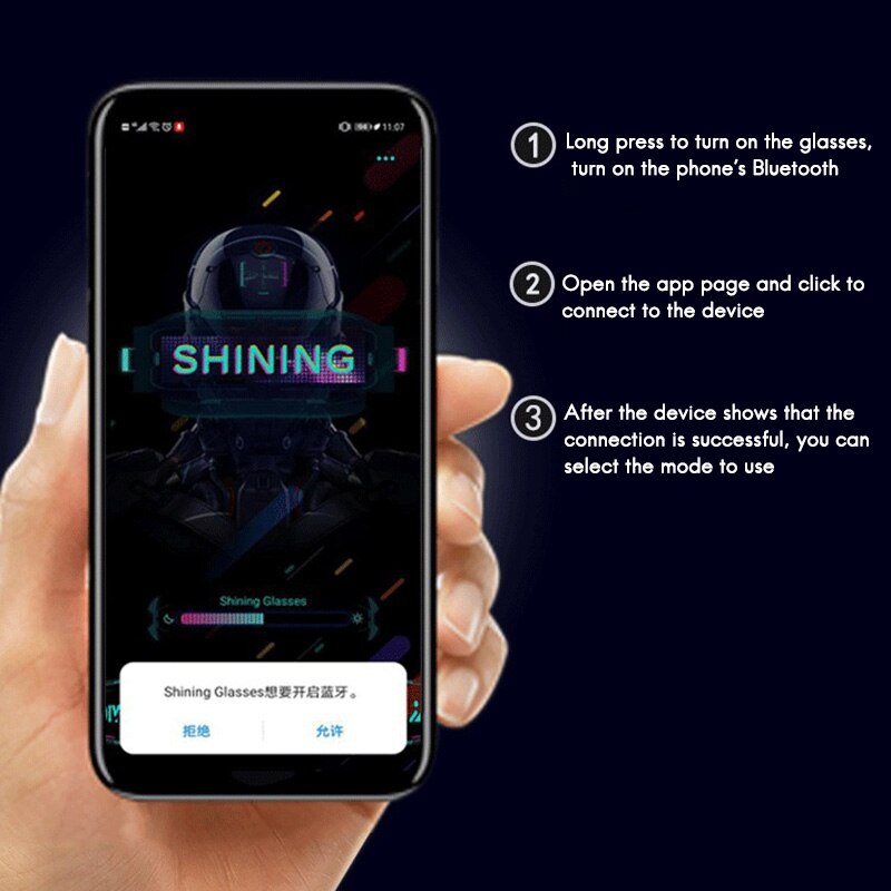 LED Bluetooth Light-Emitting Glasses App Phone Connection Control Dyna ...