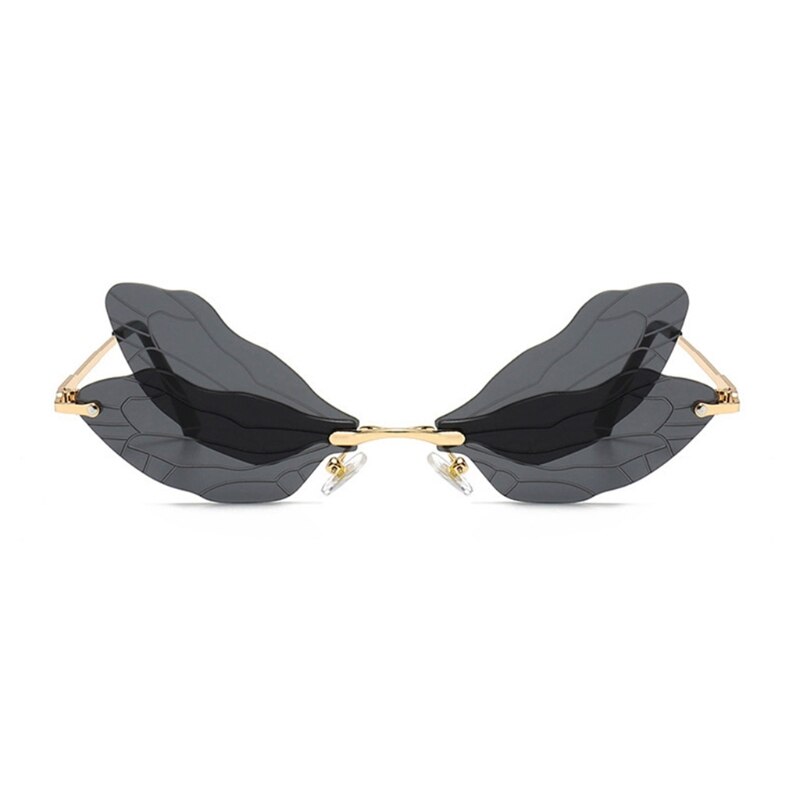 Ladies Frameless Eyeglasses Dragonfly Wing Shaped Vintage Sunglasses ...