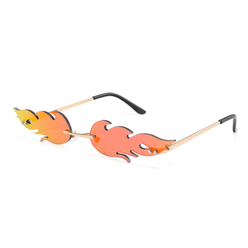 Fire Flame Sunglasses Women Rimless Wave Sun Glasses Metal Shades For ...
