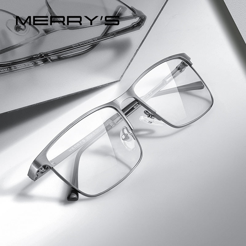 MERRYS DESIGN Men Classic Titanium Alloy Glasses Frame Male Square Ult ...