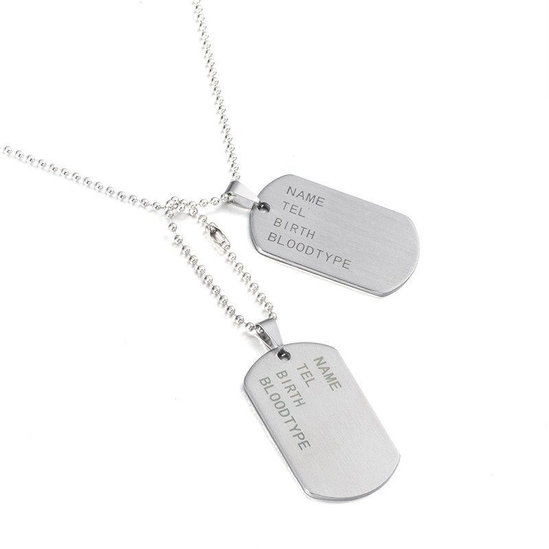 Military Army Tactical Engraving Name ID Tags Cards Pendant Man Neckla ...