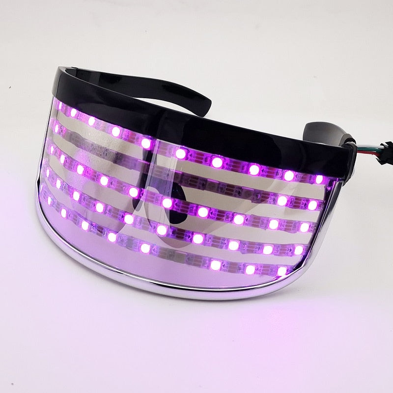 Sound Active Silver Led Visor Sunglasses – Cinily