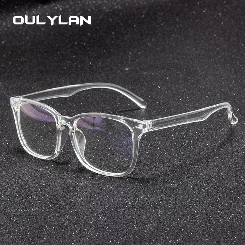 Oulylan Transparent Eyeglasses Women Men Anti Blue Light Glasses Frame ...