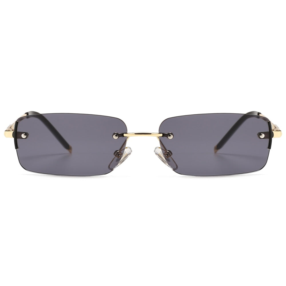 Peekaboo narrow rectangular sunglasses for men rimless metal small ret ...