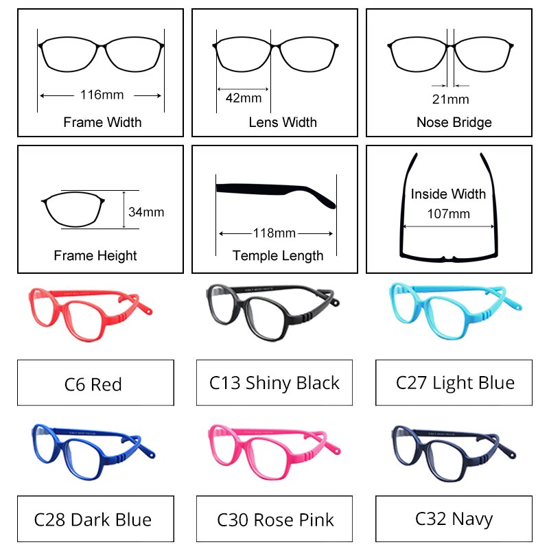 Ralferty Optic Glasses Frame Kids Child Unbreakable TR90 Silica gel Ey ...