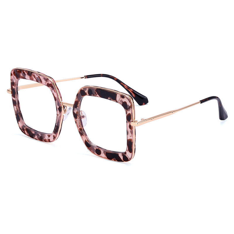Square Full Rim Thick Edge Color Marble Designer Glasses UV400 Prescri ...