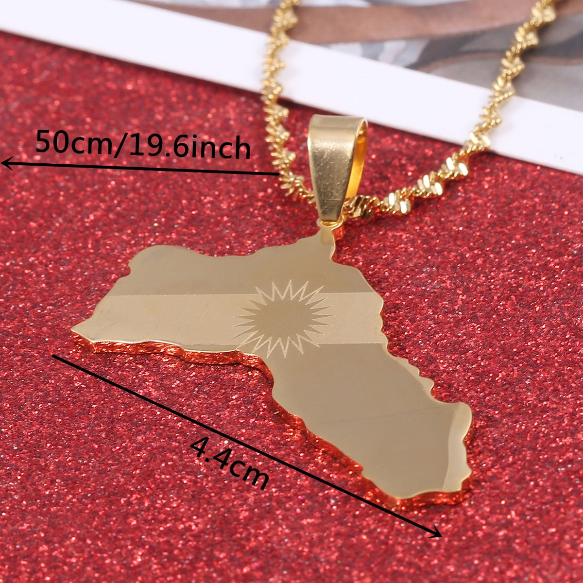 Stainless Steel Gold Color Kurdistan Map Pendant Necklaces Trendy Kurd ...