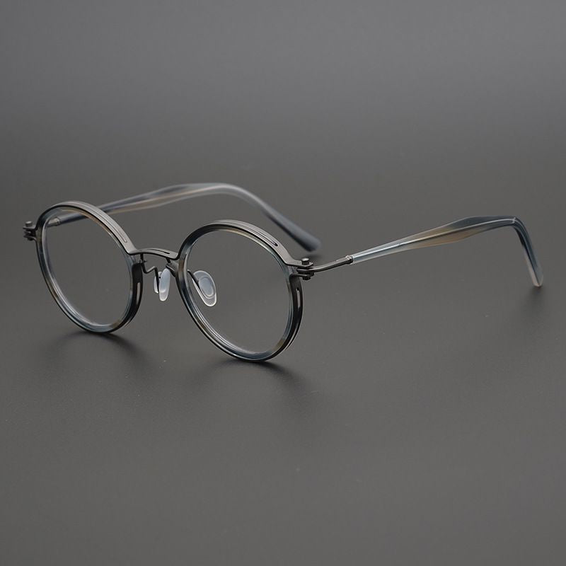 Japanese Hand-Made Titanium Ultralight Retro Round Glasses Frame For M ...