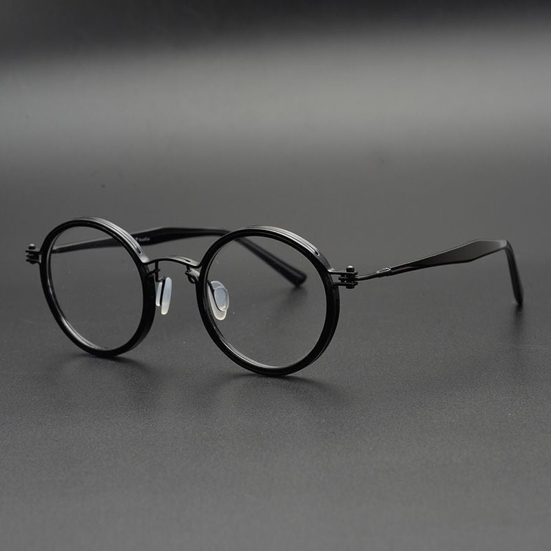 Japanese Hand-Made Titanium Ultralight Retro Round Glasses Frame For M ...