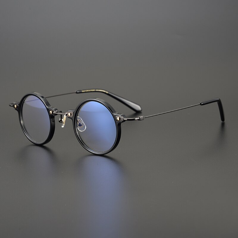 Vintage Acetate Titanium Glasses Frame Men 2023 Round Prescription Opt ...