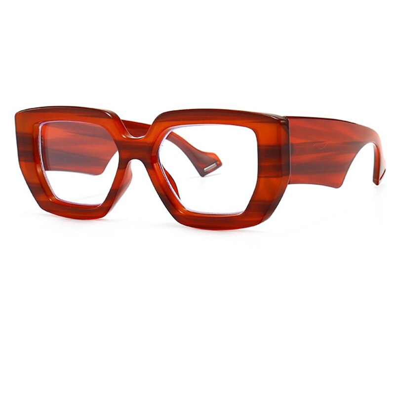 Vintage Square Big Frame Glasses Frame wood frame glasses Female Trans ...